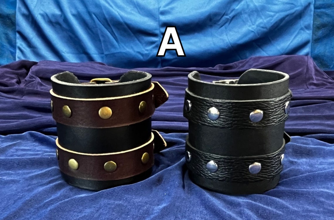 Leather Wrist Cuffs. Renaissance Bracelet, Viking Costume, Pirate Arm ...