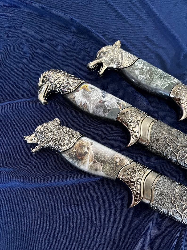 Wolf Eagle or Bear Dagger With Sheath and Leather Frog. Short - Etsy