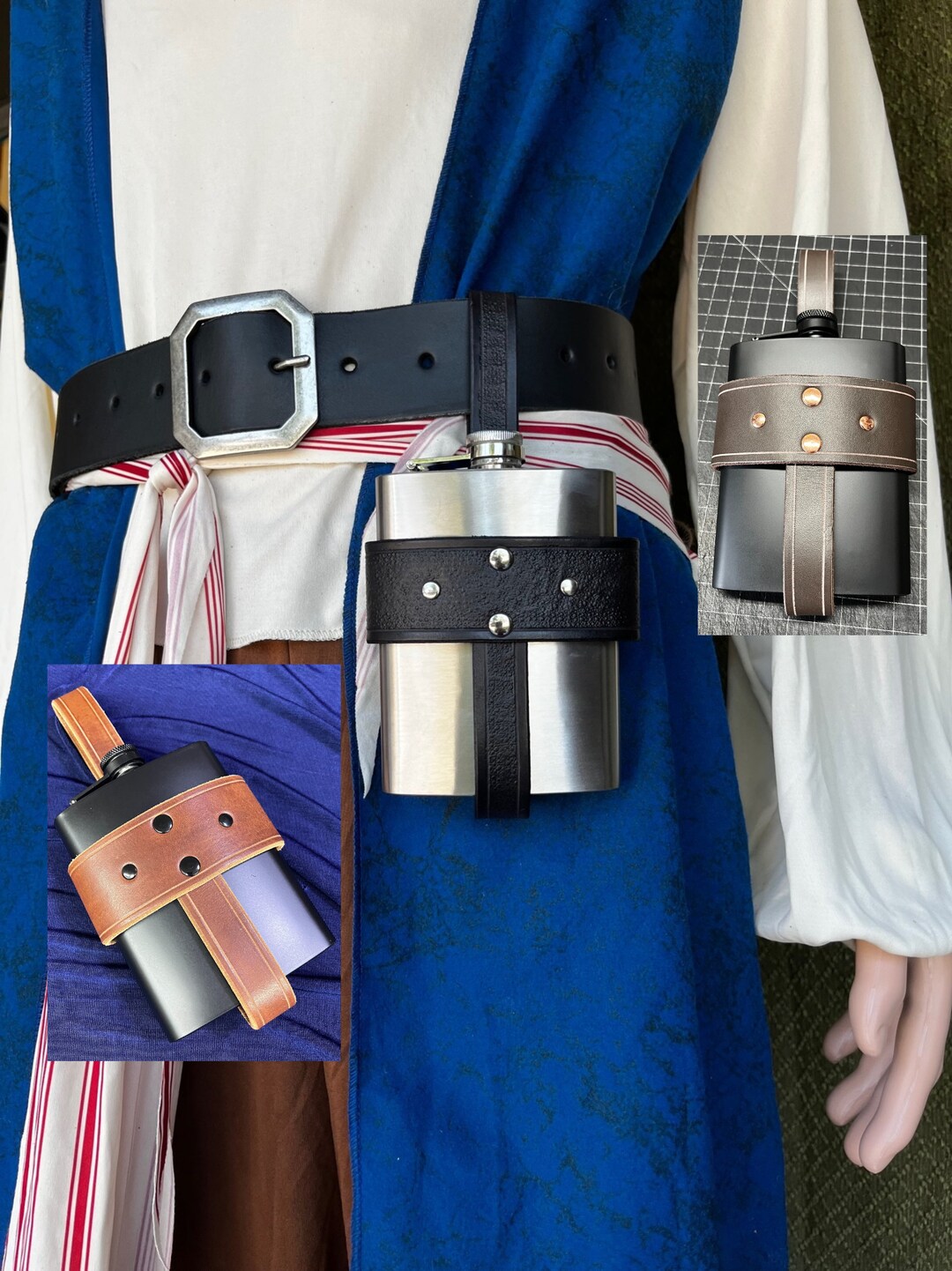 Flask Holder With 8oz Flask. Leather Flask Holder, Holster for Pirates ...