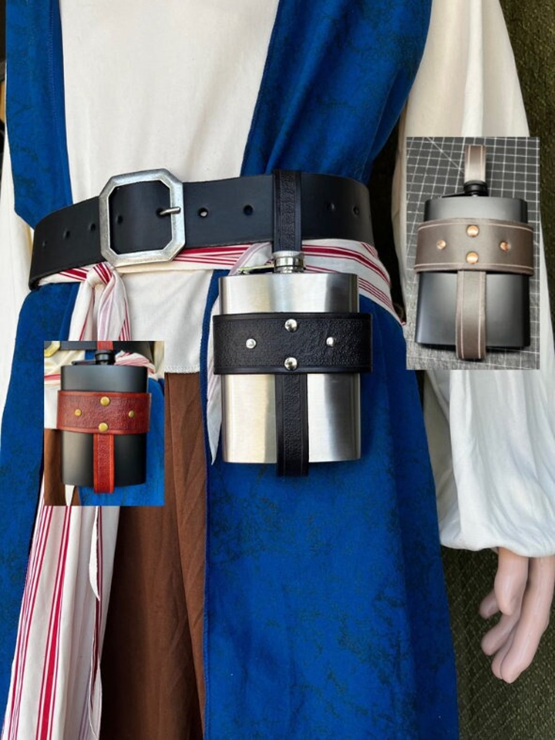 Flask Holder With 8oz Flask. Leather Flask Holder Holster for - Etsy