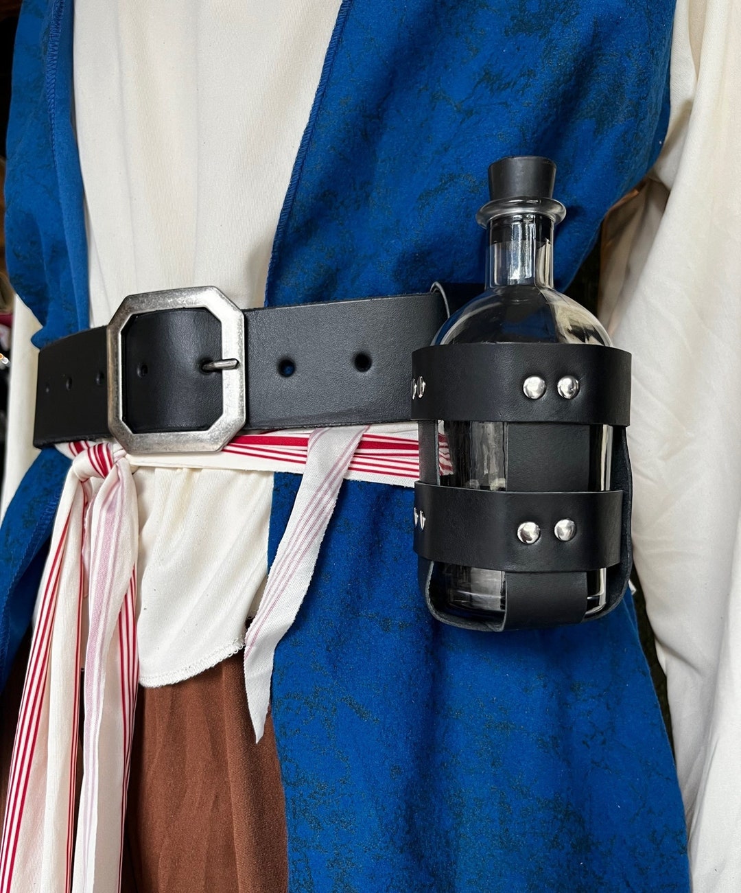 Leather Potion Bottle Holster: Renaissance Pirate Cosplay Belt - Etsy