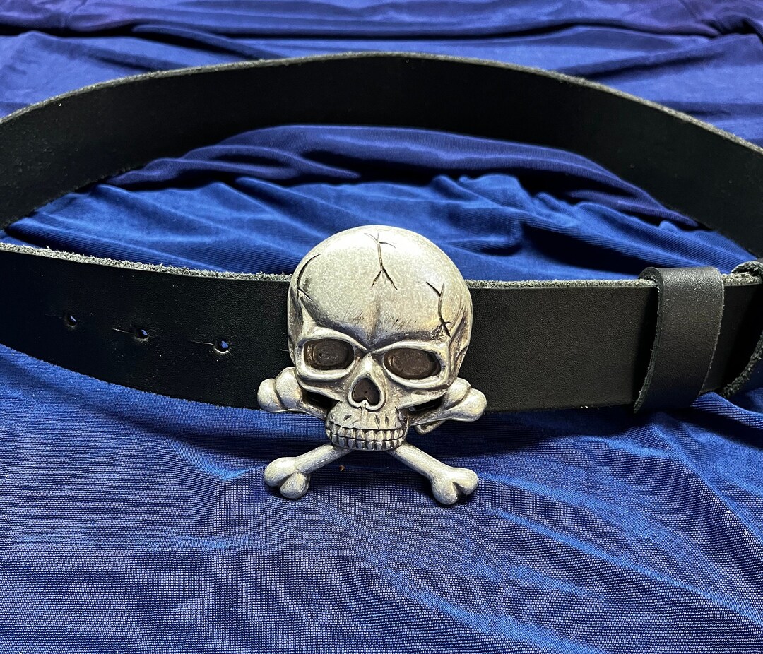 1.5 Inch Leather Skull N Cross Bones Belt | Pirate, Renaissance ...
