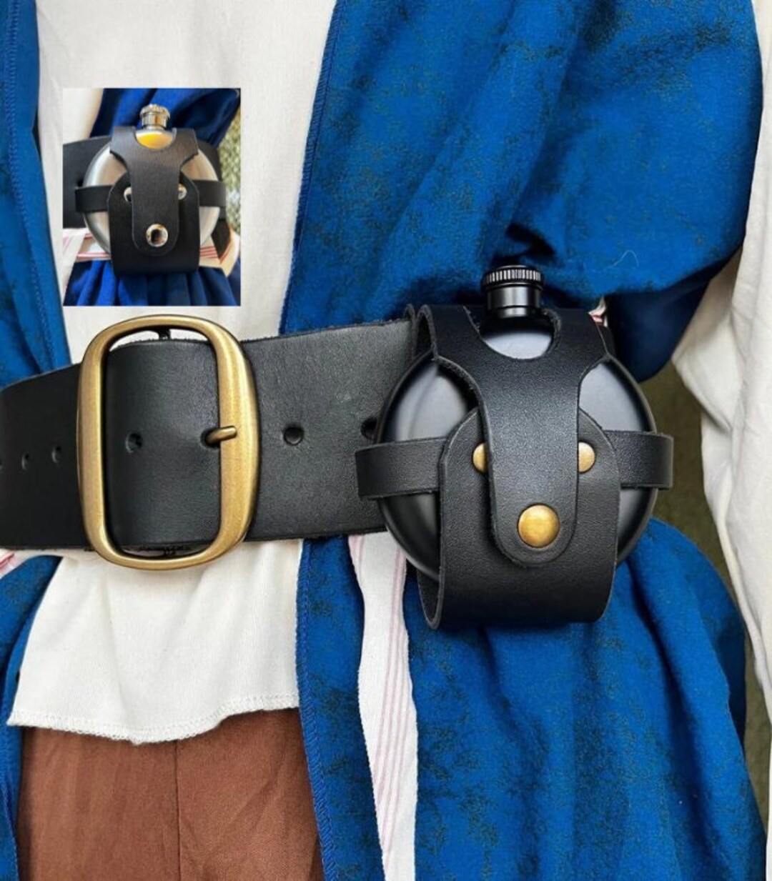 Flask Holder With 5oz Flask. Leather Flask Holder, Holster for Pirates ...