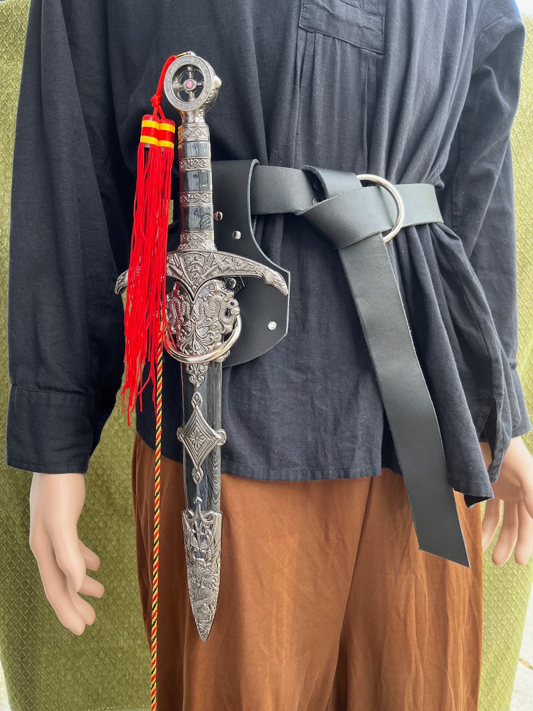 18.5" Short Sword, Dagger With Sheath and Leather Ring Frog, for ...