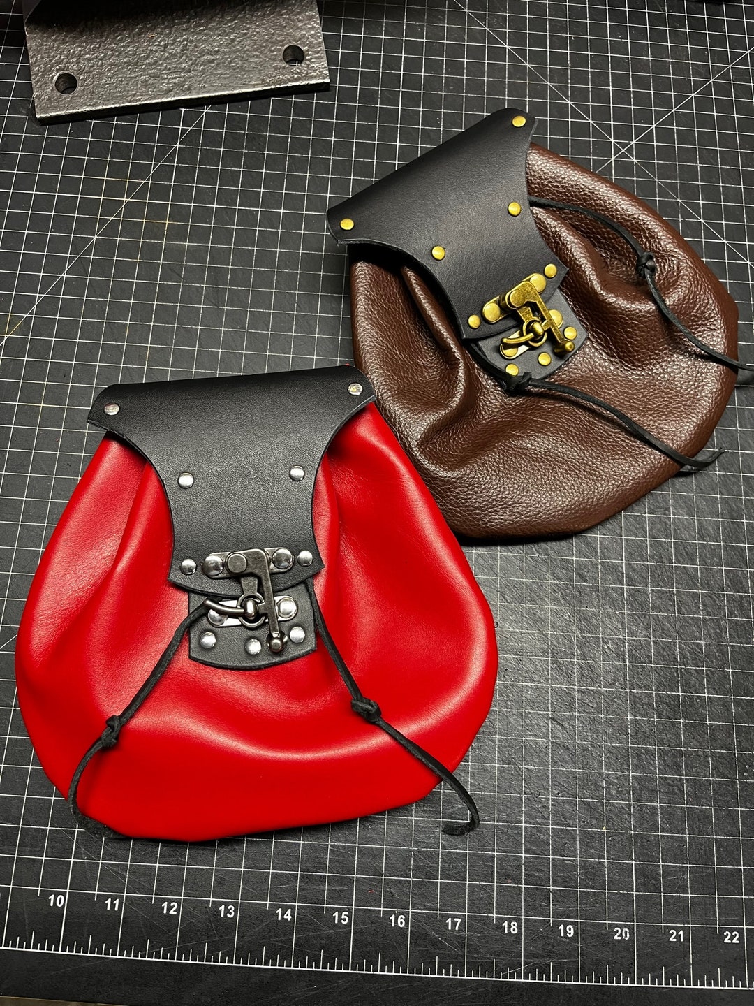 Large Leather Renaissance Pouches | Pirate, LARP Bag | Cosplay ...