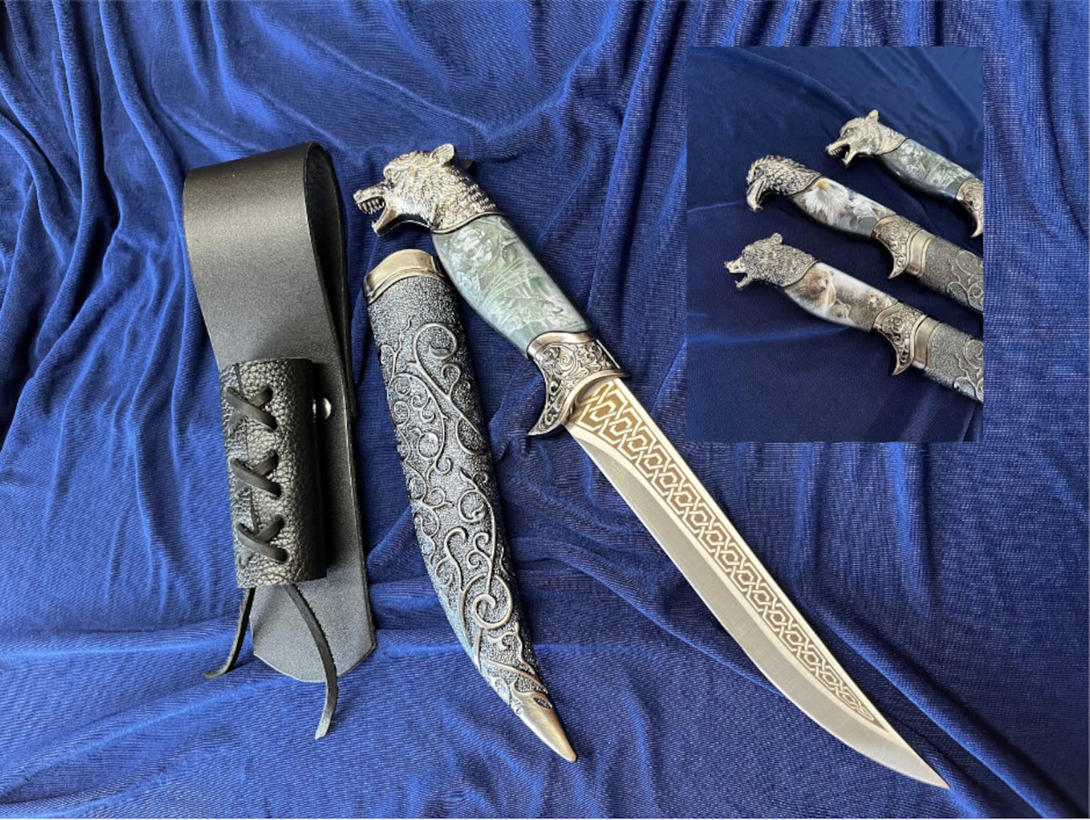 Wolf, Eagle or Bear Dagger With Sheath and Leather Frog. Renaissance ...