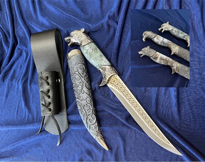 Wolf Eagle or Bear Dagger With Sheath and Leather Frog. Short - Etsy