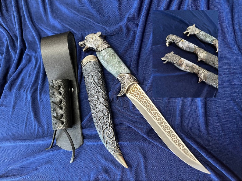 Wolf, Eagle or Bear Dagger With Sheath and Leather Frog. Renaissance ...