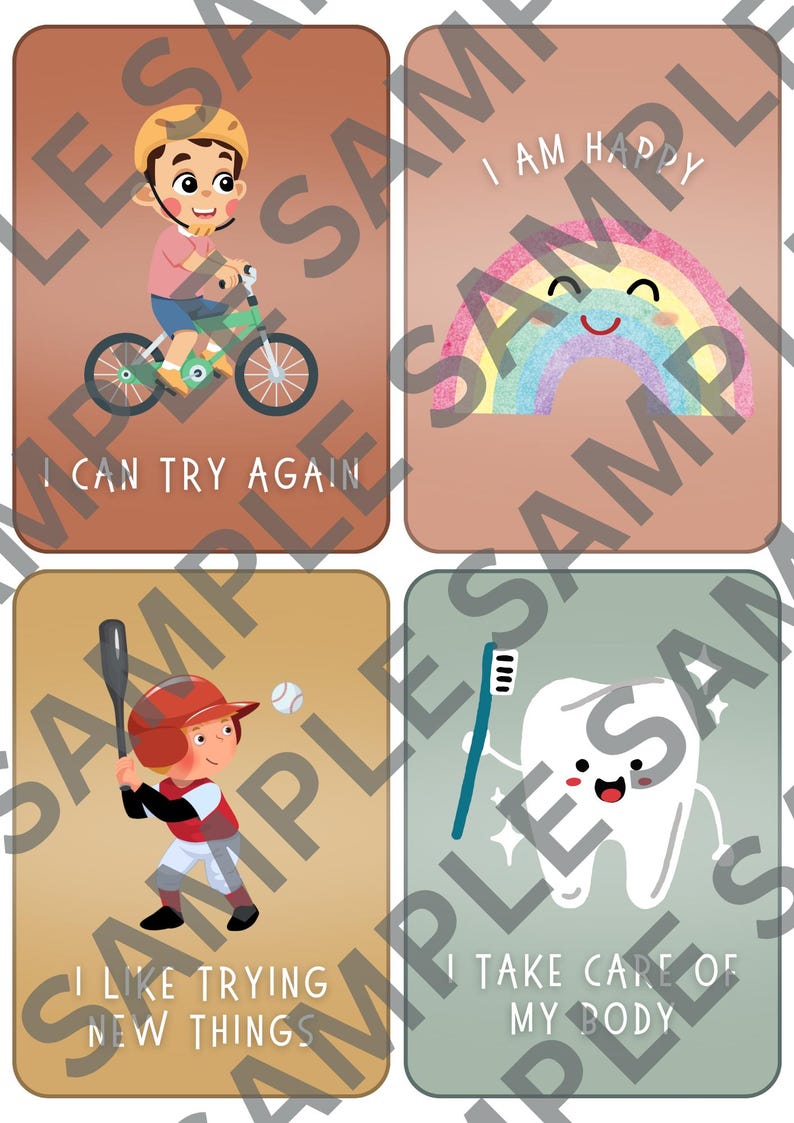 Positive Affirmation Cards for Kids – Printable Set of 40 – Mindfulness ...