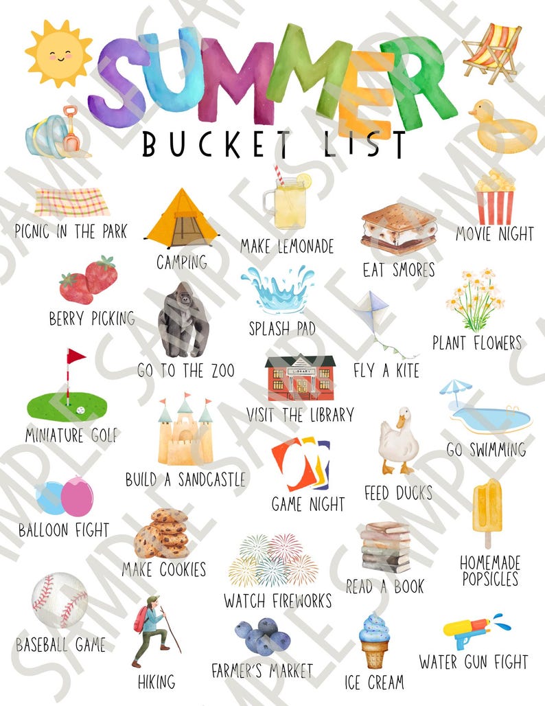 Printable Summer Bucket List for Kids – Fun Activities Checklist ...
