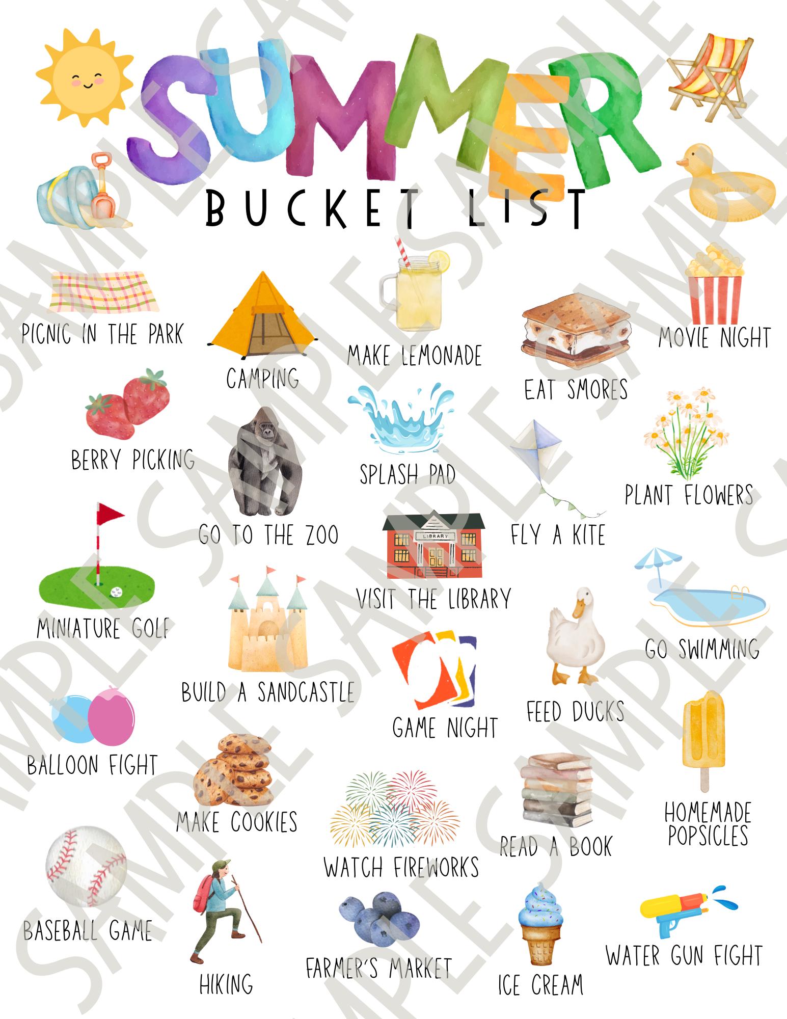 Printable Summer Bucket List for Kids – Fun Activities Checklist ...