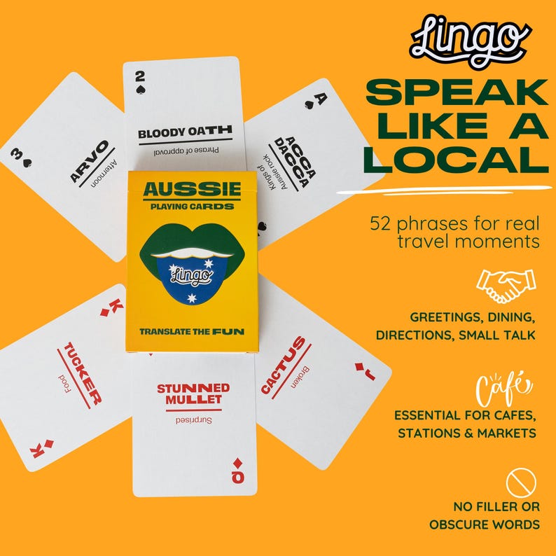 Aussie Slang Playing Cards in Travel Case - Etsy Australia