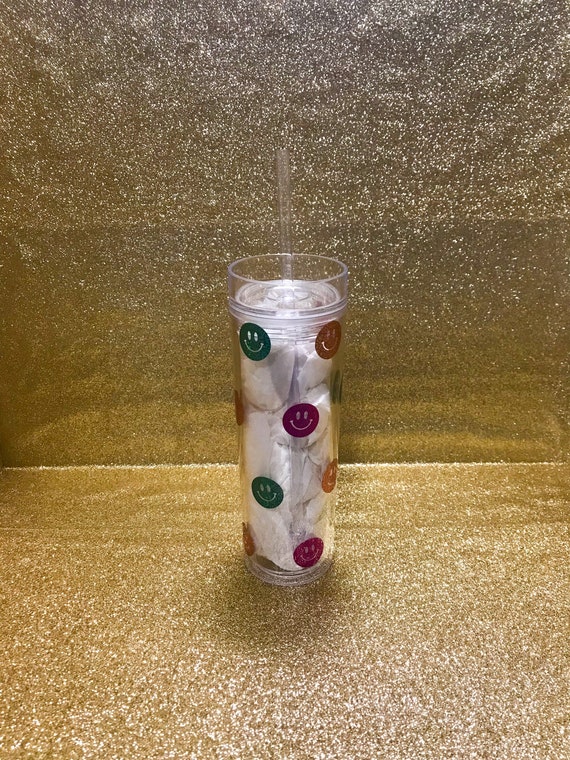 Smiley Face Tumbler Smiley Face Cup Clear Cups Water - Etsy