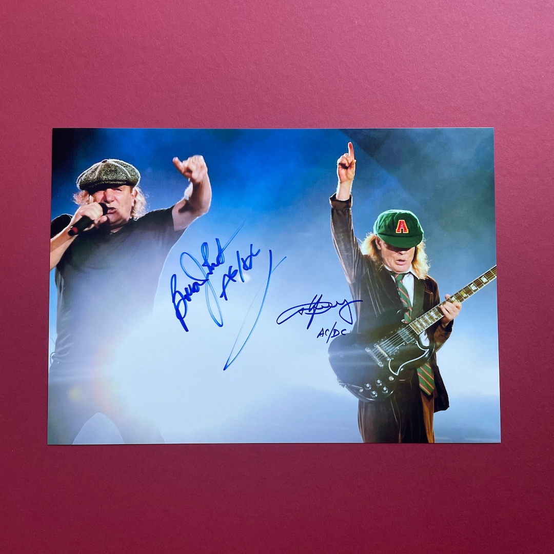 AC/DC: Angus Young, Brian Johnson Authentic Hand-signed Photo Autograph ...