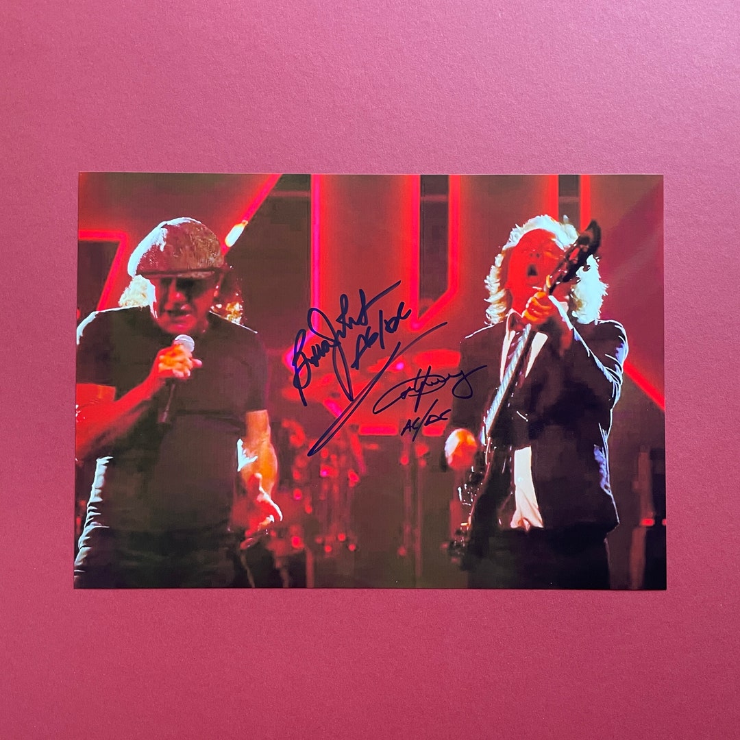 AC/DC: Angus Young, Brian Johnson Authentic Hand-signed Photo Autograph ...