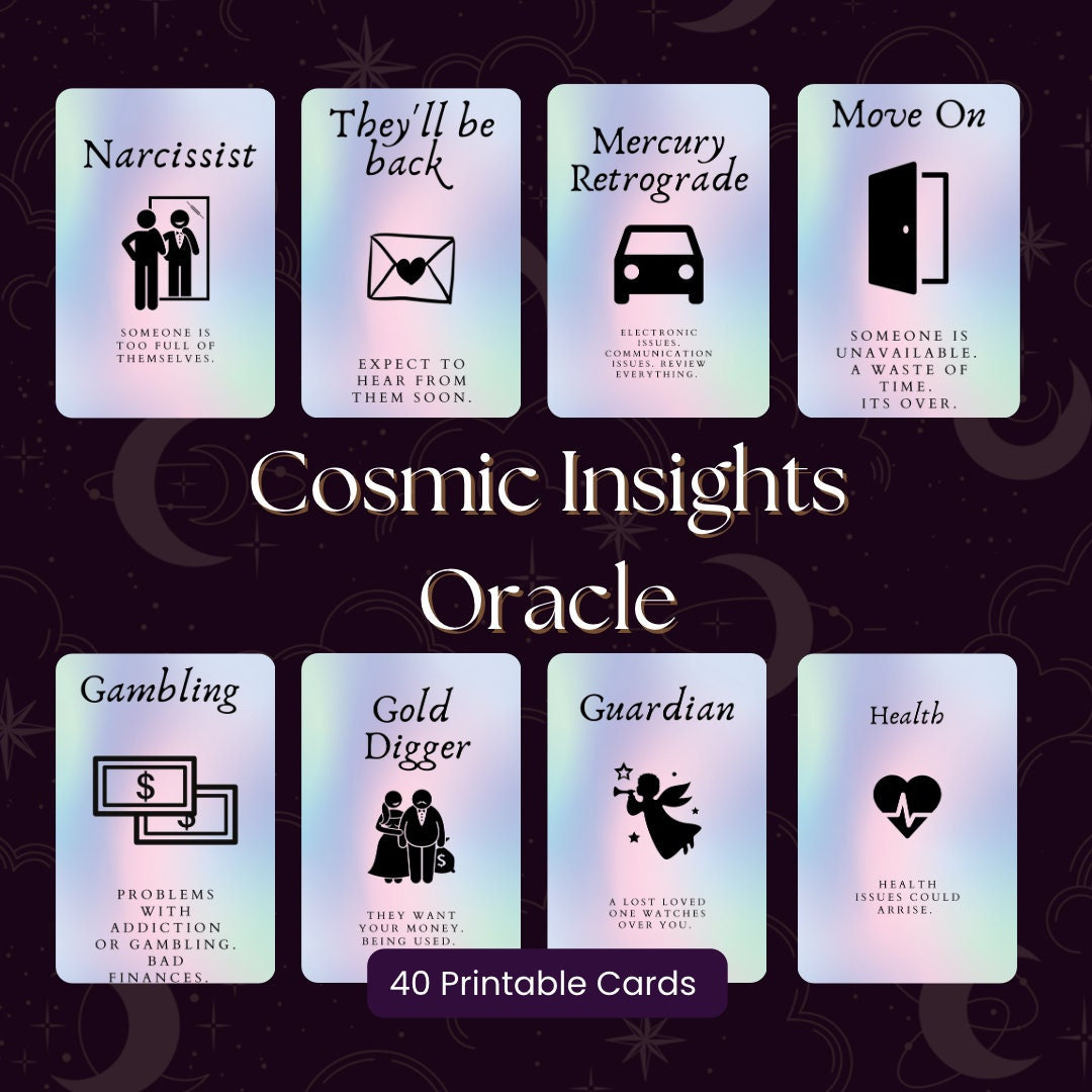 Cosmic Insights Printable Oracle Deck | 40 Cards | Printable ...