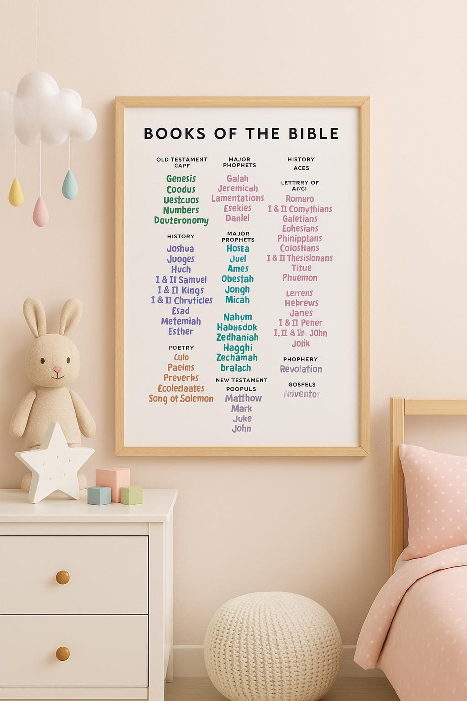 Books of the Bible A3 Printable Poster – Pastel Kids Room Christian ...