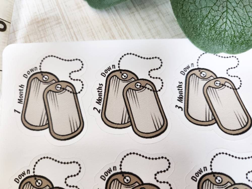 Military Deployment Countdown Calendar Sticker Sheet, Dogtag Sticker ...