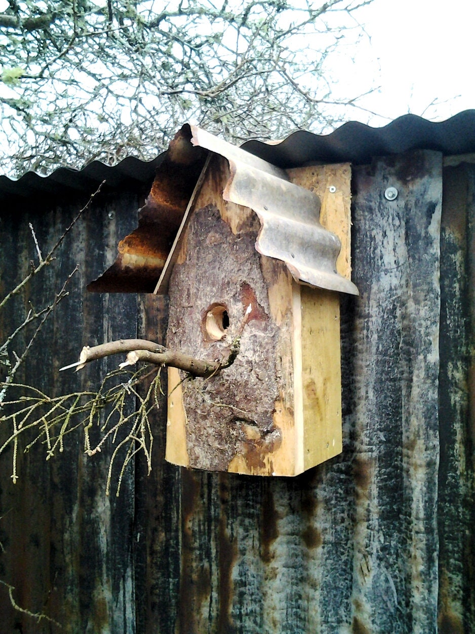 Handmade Rustic Bird Nesting Box, Garden Decor Recliamed Wood,weathered ...