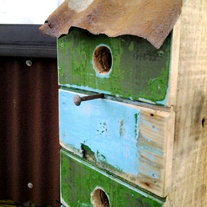 Handmade Rustic Bird Nesting Box, Garden Decor Recliamed Wood,weathered ...