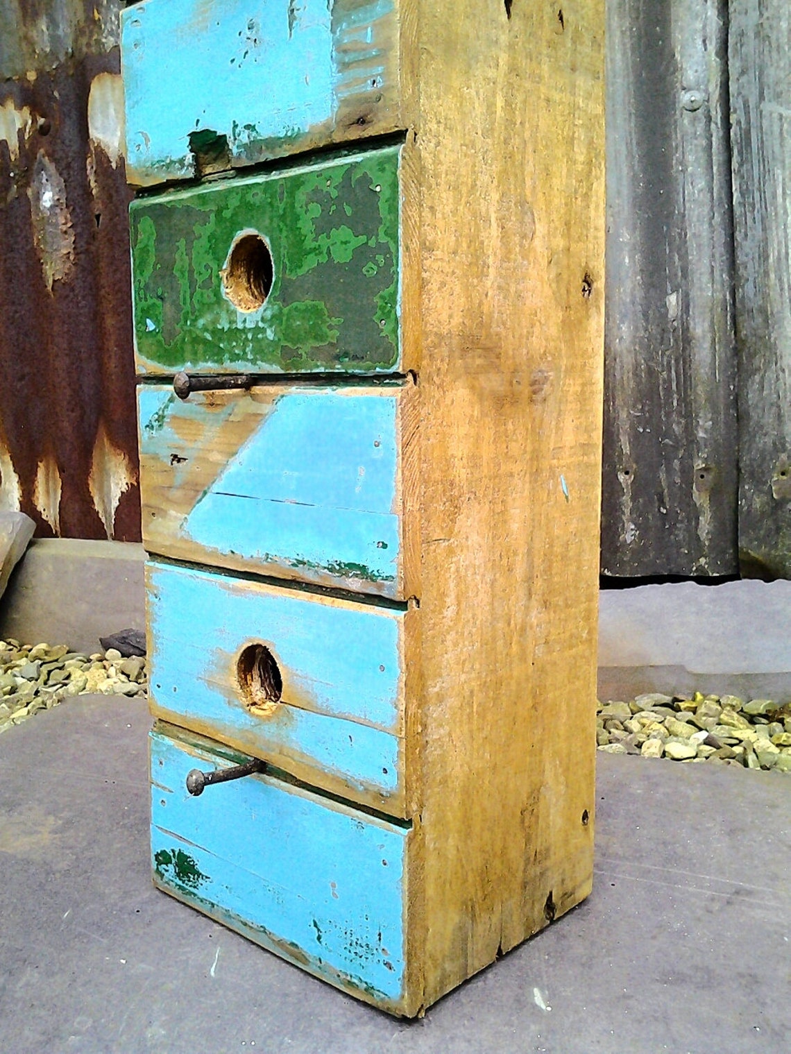 Handmade Rustic Bird Nesting Box, Garden Decor Recliamed Wood,weathered ...