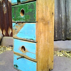 Handmade Rustic Bird Nesting Box, Garden Decor Recliamed Wood,weathered ...