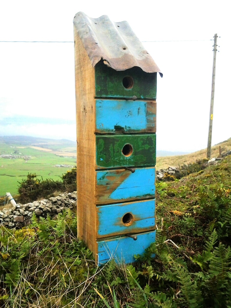 Handmade Rustic Bird Nesting Box, Garden Decor Recliamed Wood,weathered ...