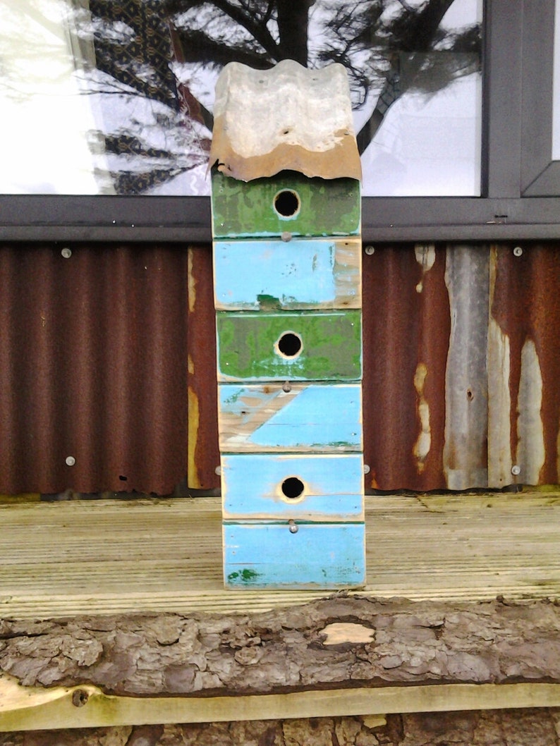 Handmade Rustic Bird Nesting Box, Garden Decor Recliamed Wood,weathered ...