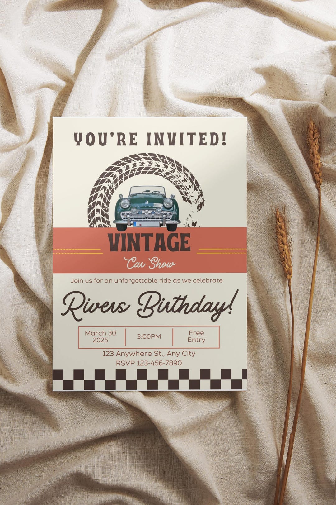 Vintage Car Show Invitation | Birthday Invitation | Digital Invite ...