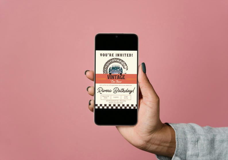 Vintage Car Show Invitation | Birthday Invitation | Digital Invite ...