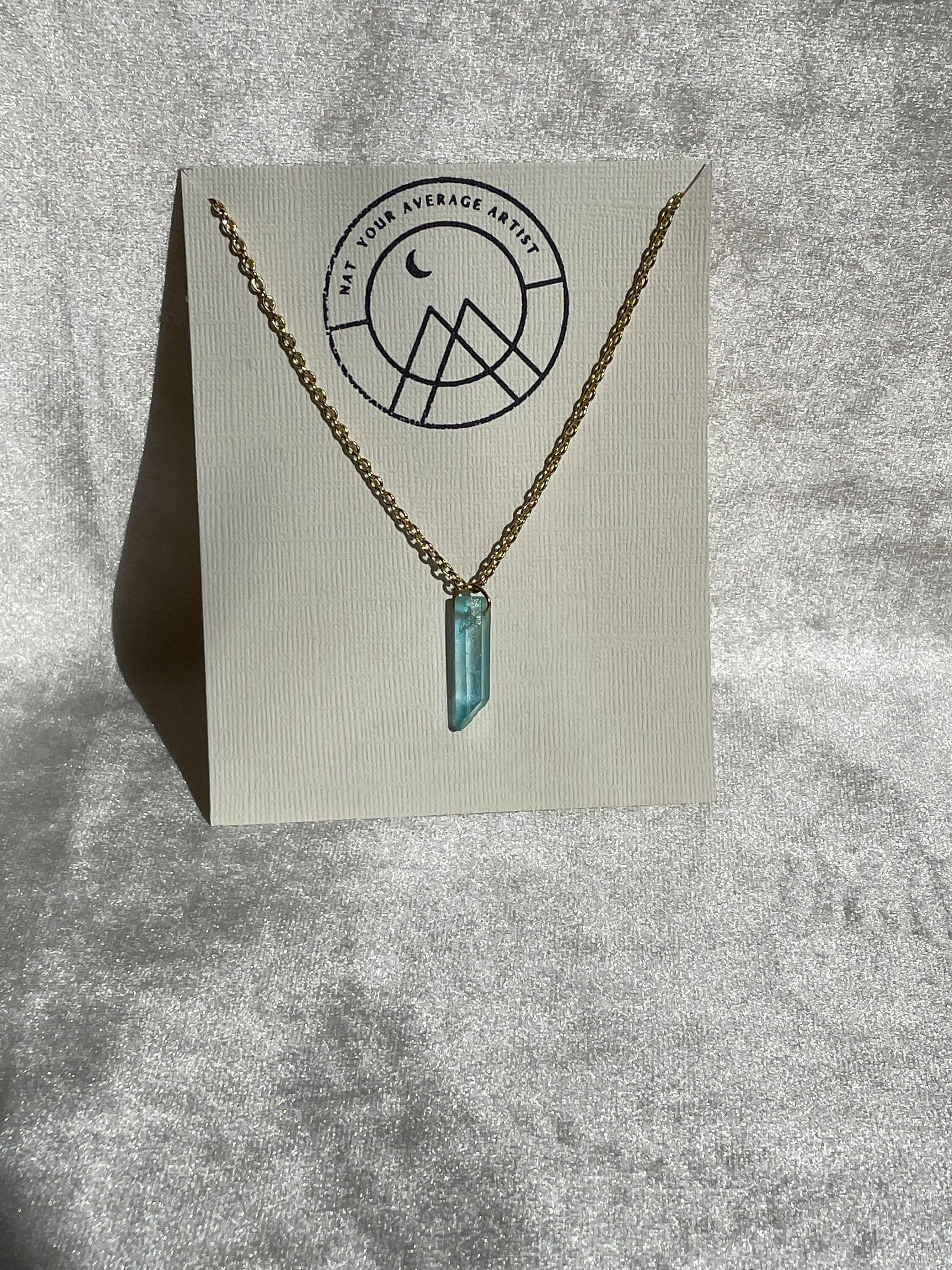 Raw Light Blue Quartz Crystal Necklace - Etsy