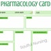 Pharmacology Medication Card Template - Green - Etsy