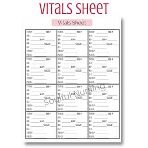 Vital Sign Documentation Sheet - Etsy