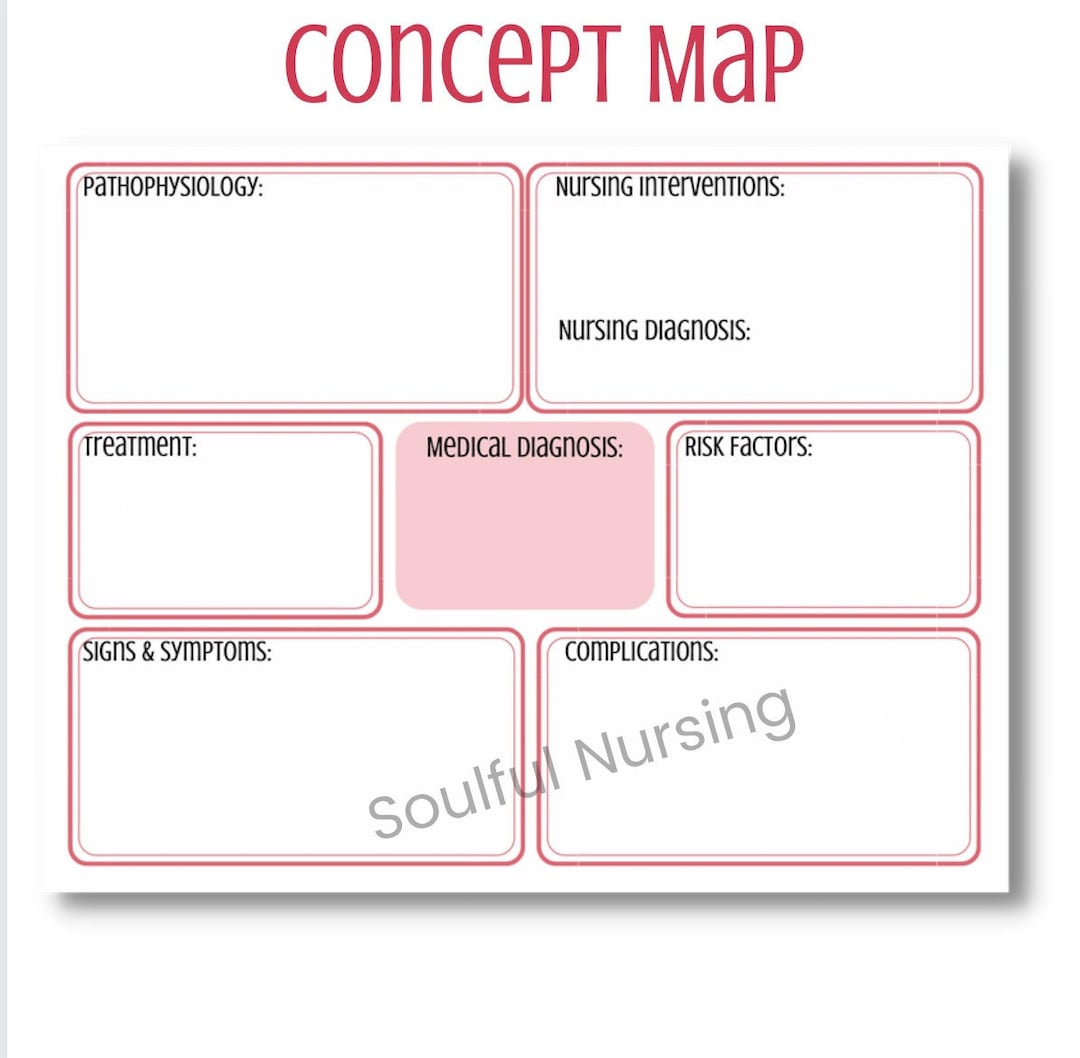 Nursing Concept Map Template - Pink - Etsy