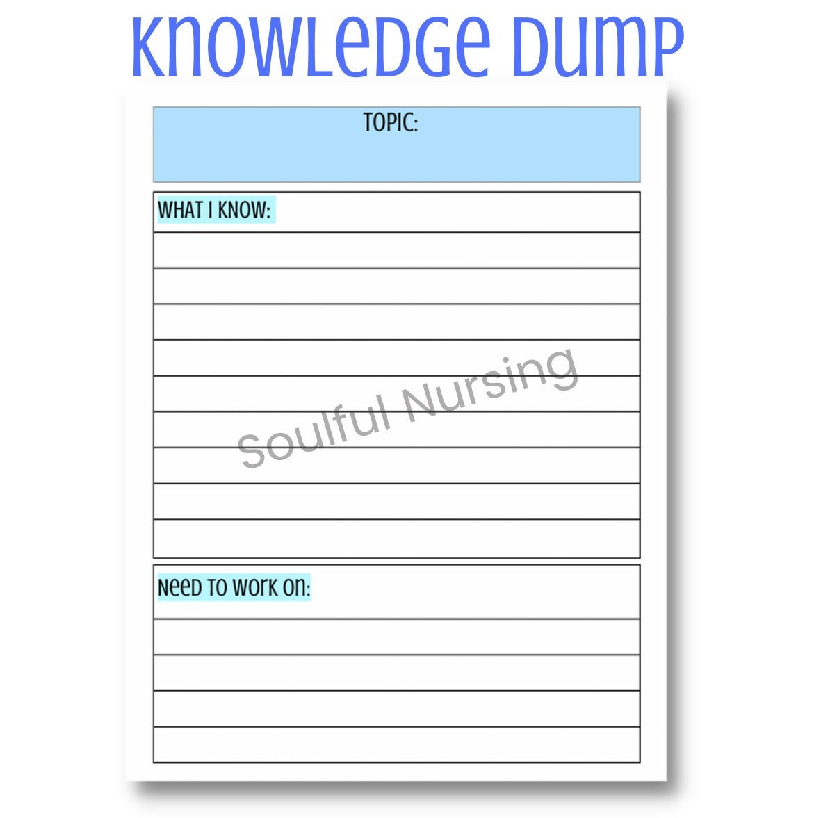 Knowledge Dump Template - Blue - Etsy