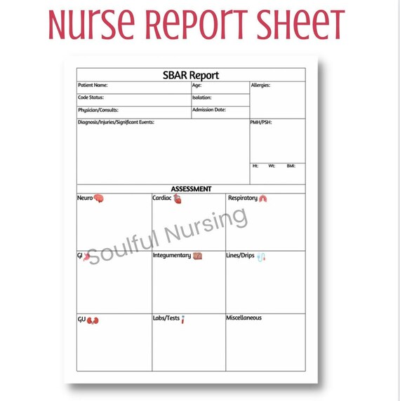 Sbar Nursing Report Sheet Template SBAR Nurse Report Sheet: Useful RN