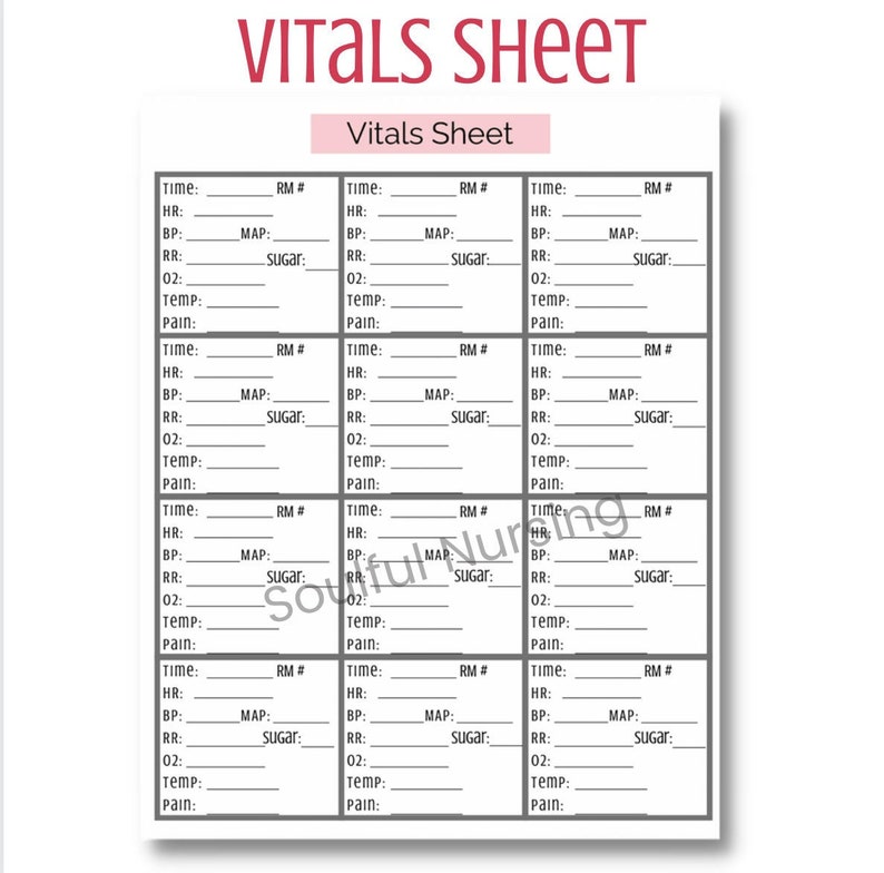 Vital Sign Documentation Sheet - Etsy