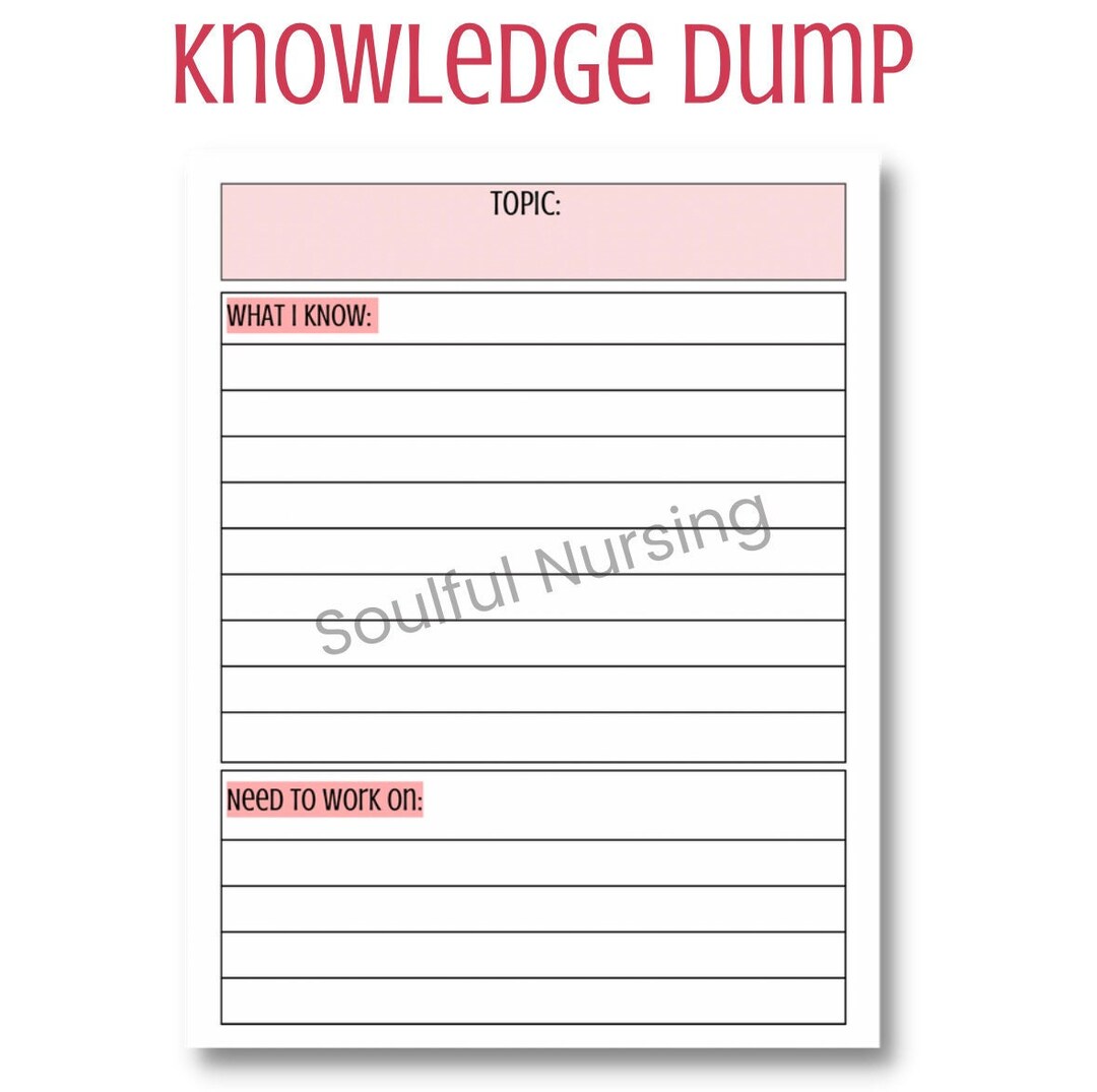 Knowledge Dump Study Template - Pink - Etsy