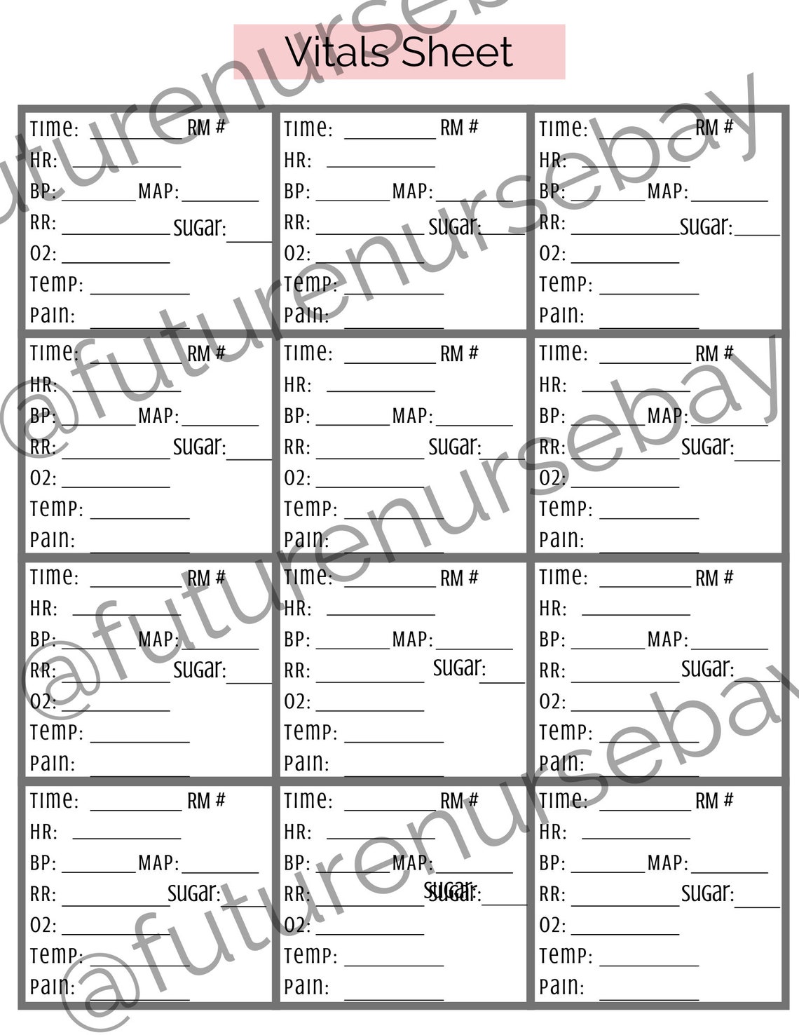 Vital Sign Documentation Sheet - Etsy