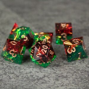 Jungle Fire Dice Set - Sharp Edge Resin Dice for D&D / Dungeons and ...