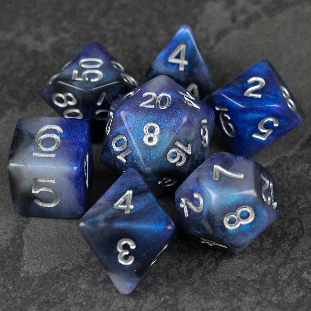 Cosmic Dust Dice Set / Blue and Black Glitter Dice for Dungeons and ...