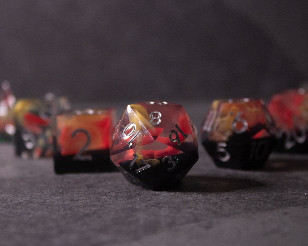 Widowgast's Flame Dice Set / Sharp Edge Resin Dice for D&D - Etsy