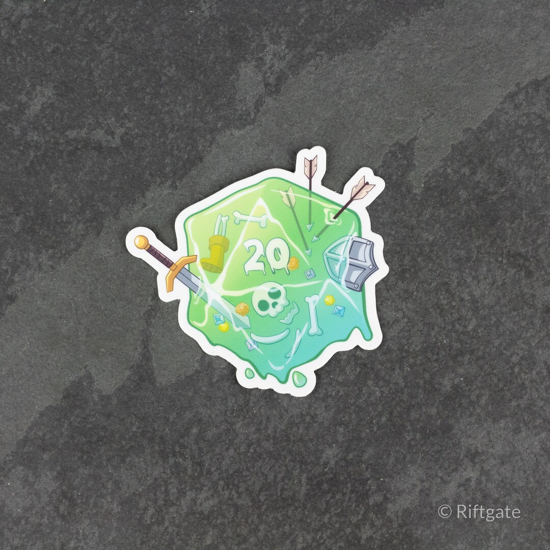 Gelatinous D20 Dnd Sticker - Dungeons and Dragon Sticker - Laptop ...