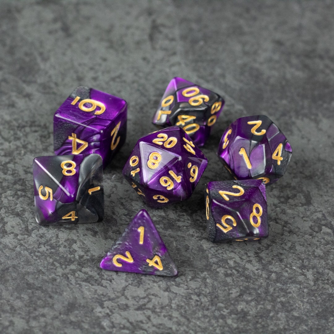 Purple and Black Acrylic Dice Set / Simple Dice for D&D - Etsy