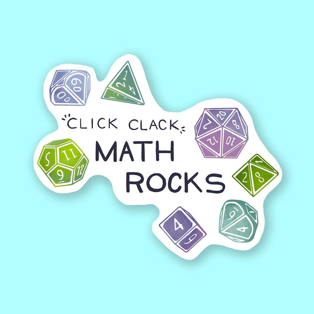 Math Rocks Dice Dnd Sticker - Dnd Sticker - Die Cut Weatherproof Vinyl ...