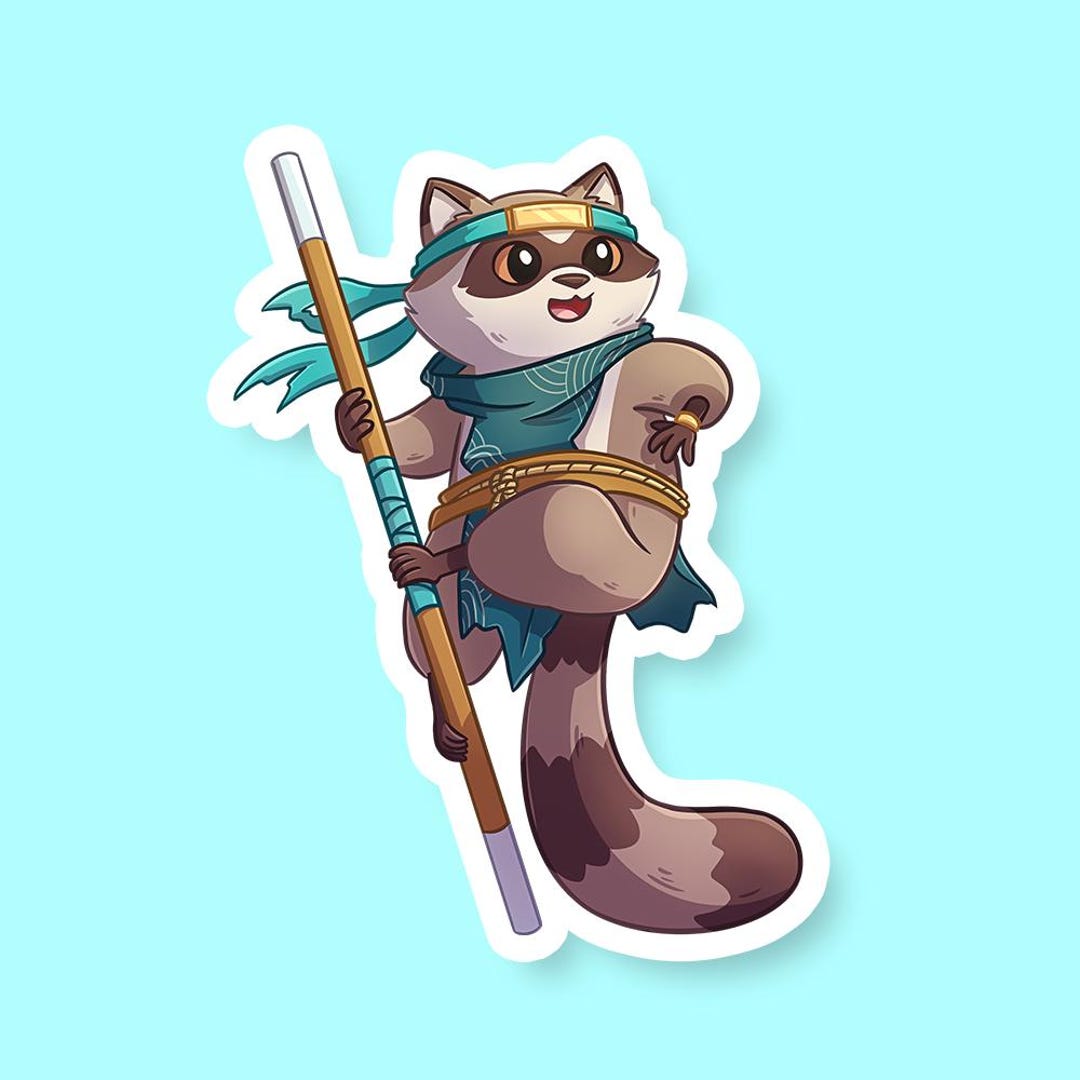 Monk Class Raccoon Dnd Sticker - Dungeons and Dragons Sticker, Laptop ...