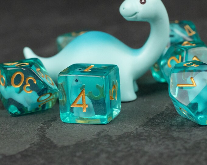 Blue Brontosaurus Dnd Dice Set - Dinosaur Inclusion Dice for D&D ...