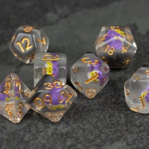 Purple Owl Dice Set - Animal Inclusion Dice for D&D - Bird Dice for ...