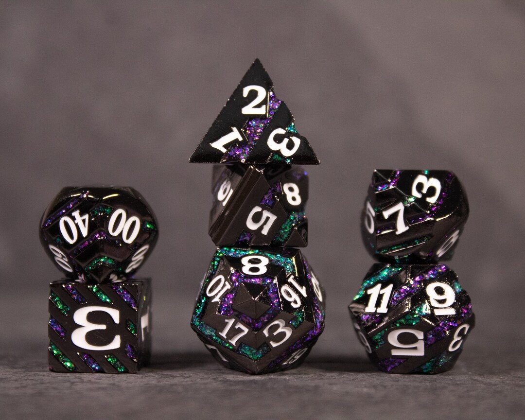 Arcane Leyline Dice Set Metal Dice With Purple and Green for - Etsy