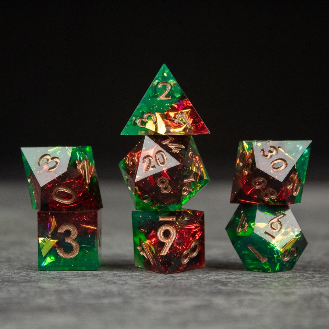 Jungle Fire Dice Set - Sharp Edge Resin Dice for D&D / Dungeons and ...